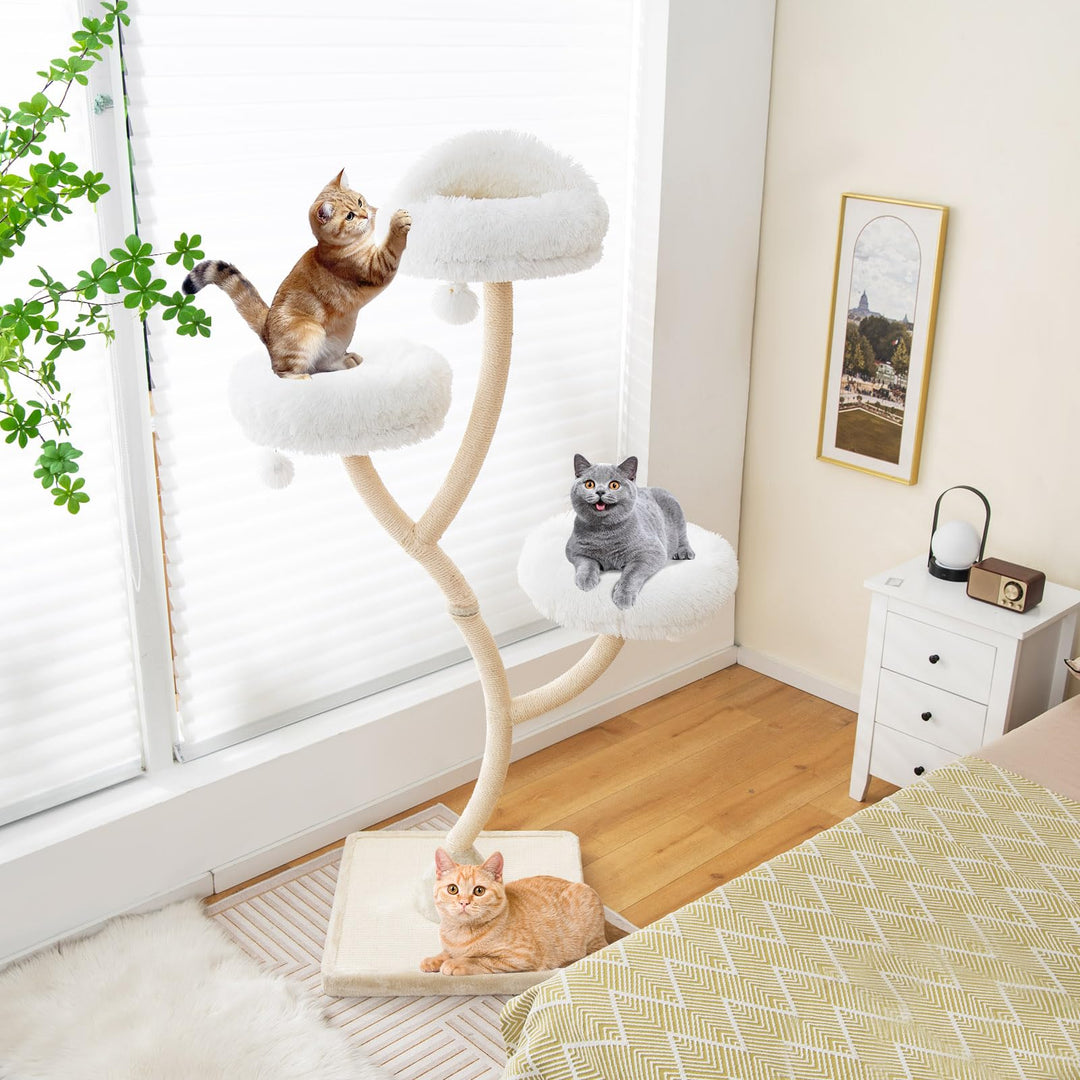 Tangkula Tall Cat Tree, 70 Inch Multi-Level Large Cat Tower with 3 War ...