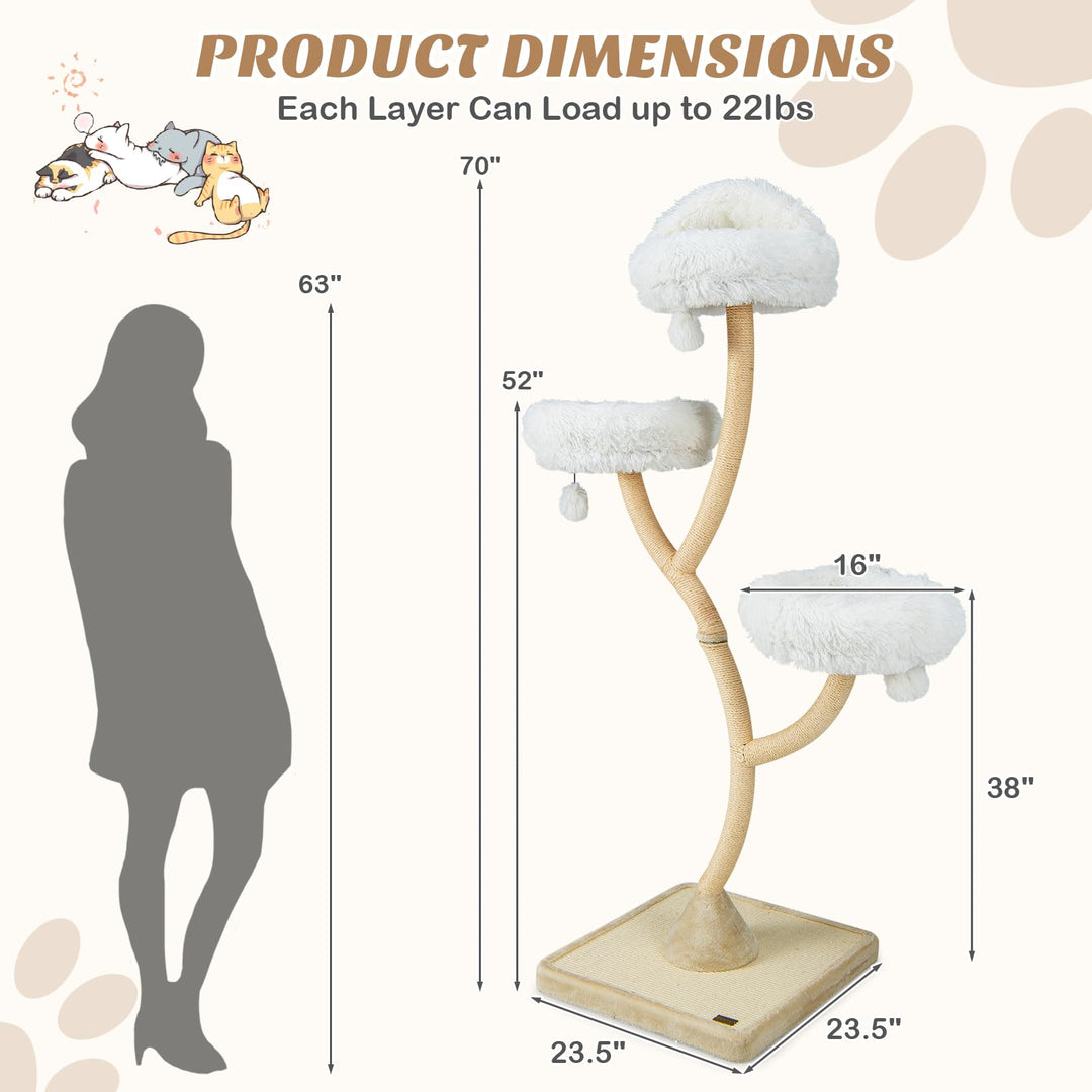 Tangkula Tall Cat Tree for Indoor Cats, 70 Inch Multi-Level Large Cat ...