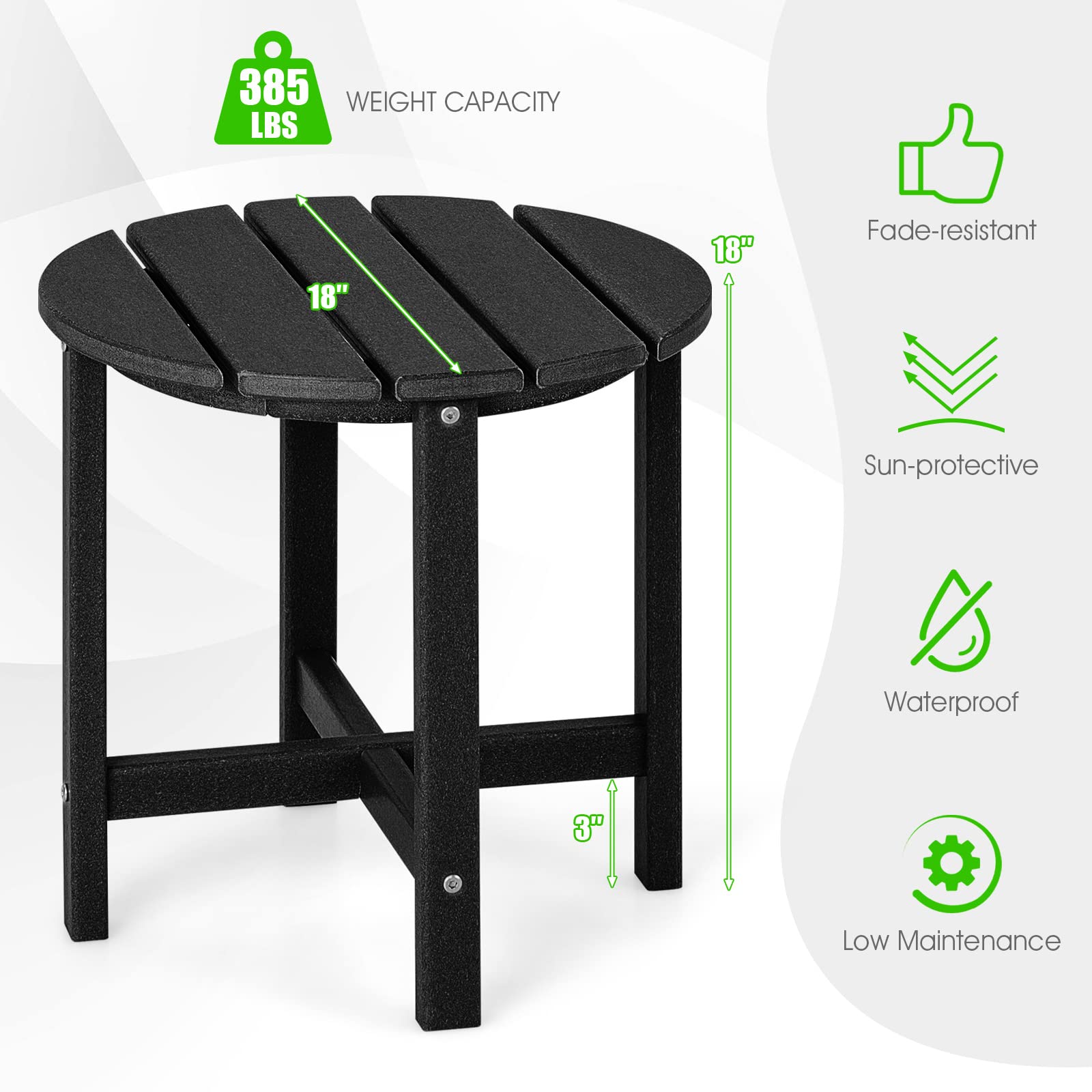 Tangkula Round Outdoor Side Table, 18 Inch Weather Resistant HDPE Adir ...